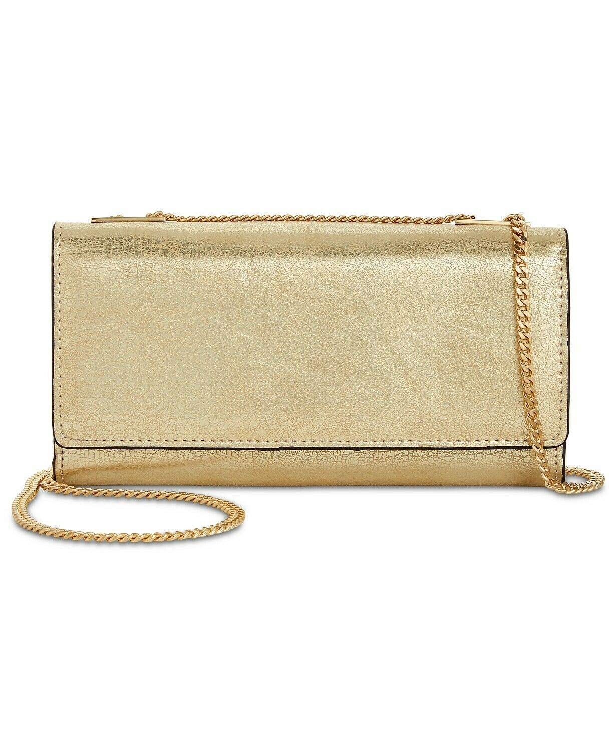 INC INTERNATIONAL CONCEPTS GLAM WALLET CROSSBODY BAG PURSE Gold Handbag