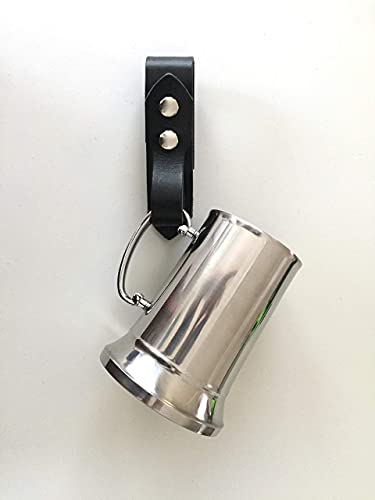 Black Leather Tankard Strap for Belt Renaissance Festival Beer Mug Holder Fits on Wide Belts USA Made