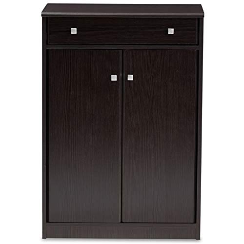 BOWERY HILL Contemporary Wooden Shoe Cabinet in Wenge Brown