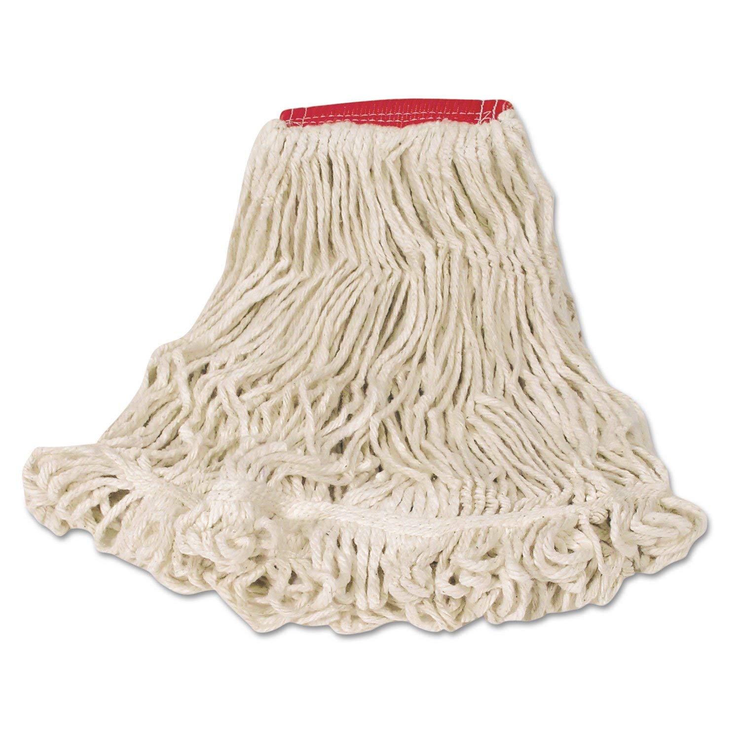 Rubbermaid D253WHI Super Stitch Looped-End Wet Mop Head Cotton/Synthetic Large Size Red/White