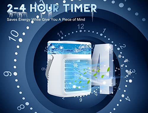 Chill2.0 Mini Air Conditioner with 700ML, Portable Air Conditioner, Evaporative Air Cooler, 3 Speeds Personal Space Cooler Humidifier, Small Portable AC Desk Spray Fan for Home Office Room