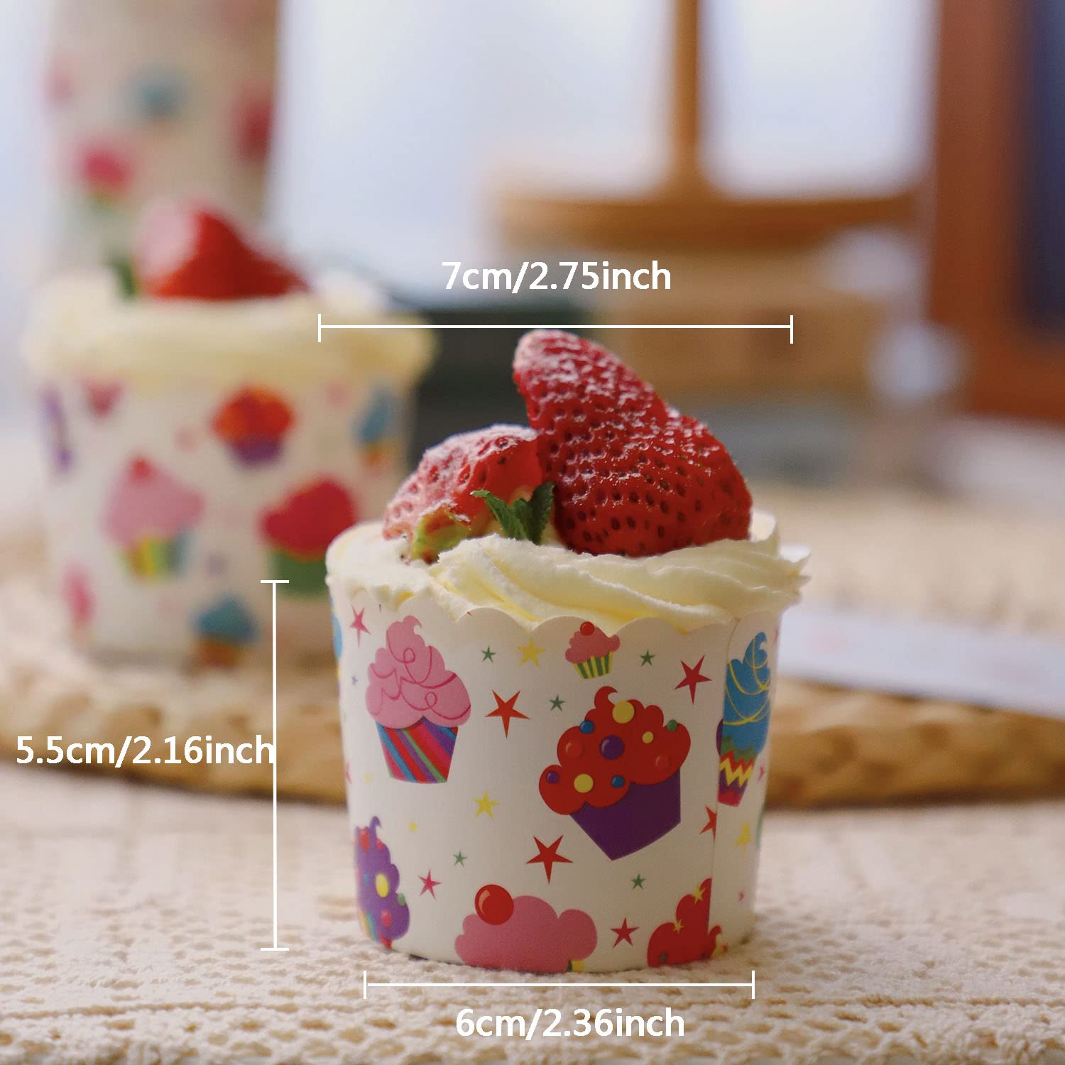 Bertacy 100-Pack Disposable Wrappers Large Paper Cake Baking Cup Cupcake Muffin Cases Birthday Party Decoration