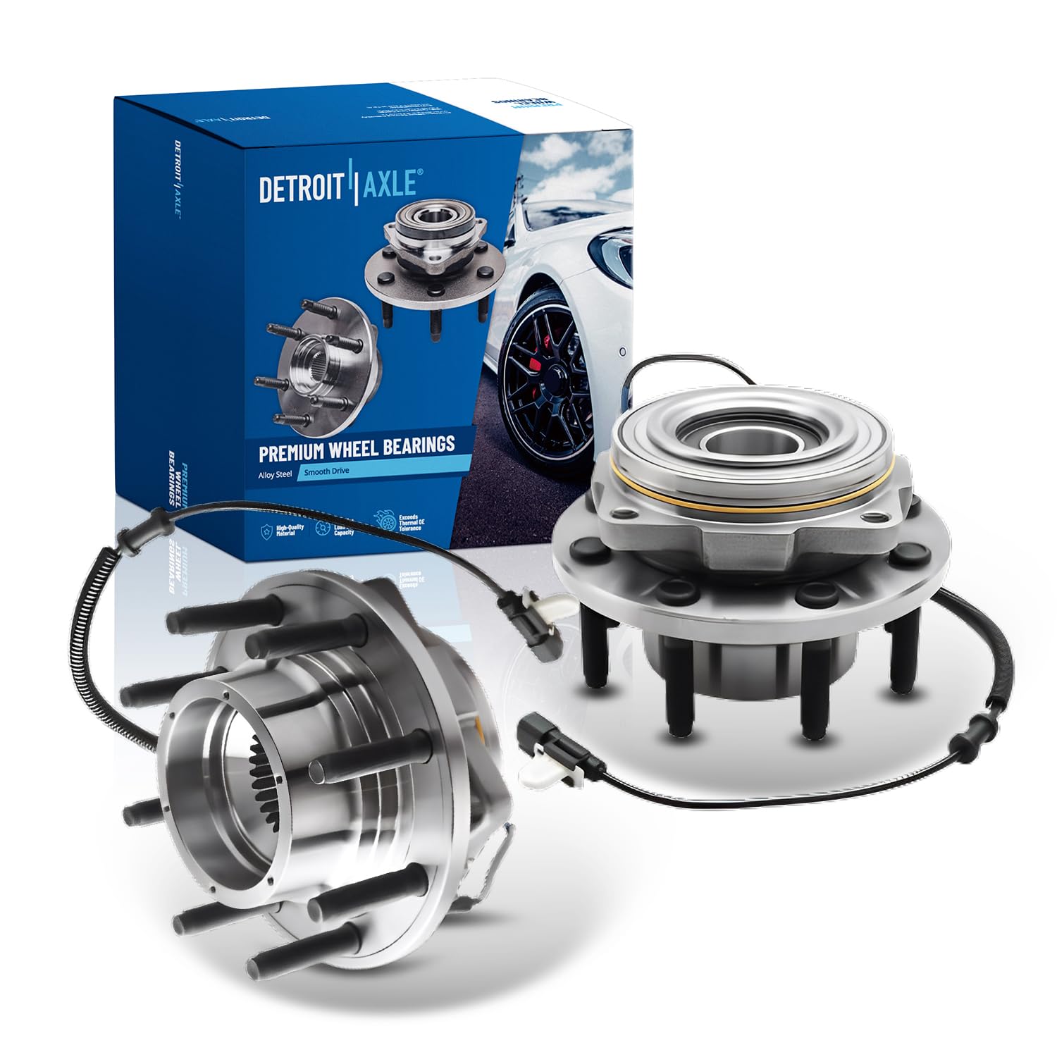 Detroit Axle - 4WD Front Wheel Bearing Hubs for Ford F-250 F-350 Super Duty 2011-2016, Replacement 2012 2013 2014 2015 F-250 F-350 Super Duty (SRW) Wheel Bearing and Hubs Assembly Set