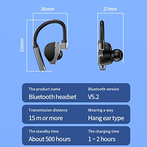 Crazypig Single Touch-Control Headset - Wireless Bluetooth 5.2 TWS-Headphones with Noise Cancelling Mic, Car Driving in Ear Earbuds 14 Days Standby Time, IPX5 Waterproof Earbuds, Black