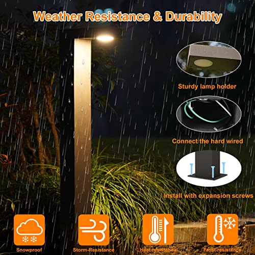 Inowel Light Outdoor Landscape Pathway LED Lights Modern Wired Driveway Lighting Decorative Bollard Lamp IP54 Waterproof Grey for Walkway Patio Garden,23.6In 120V