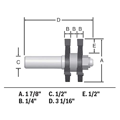 BOSCH 84624MC 1-7/8 In. x 1/4 In. Carbide-Tipped Tongue and Groove Router Bit