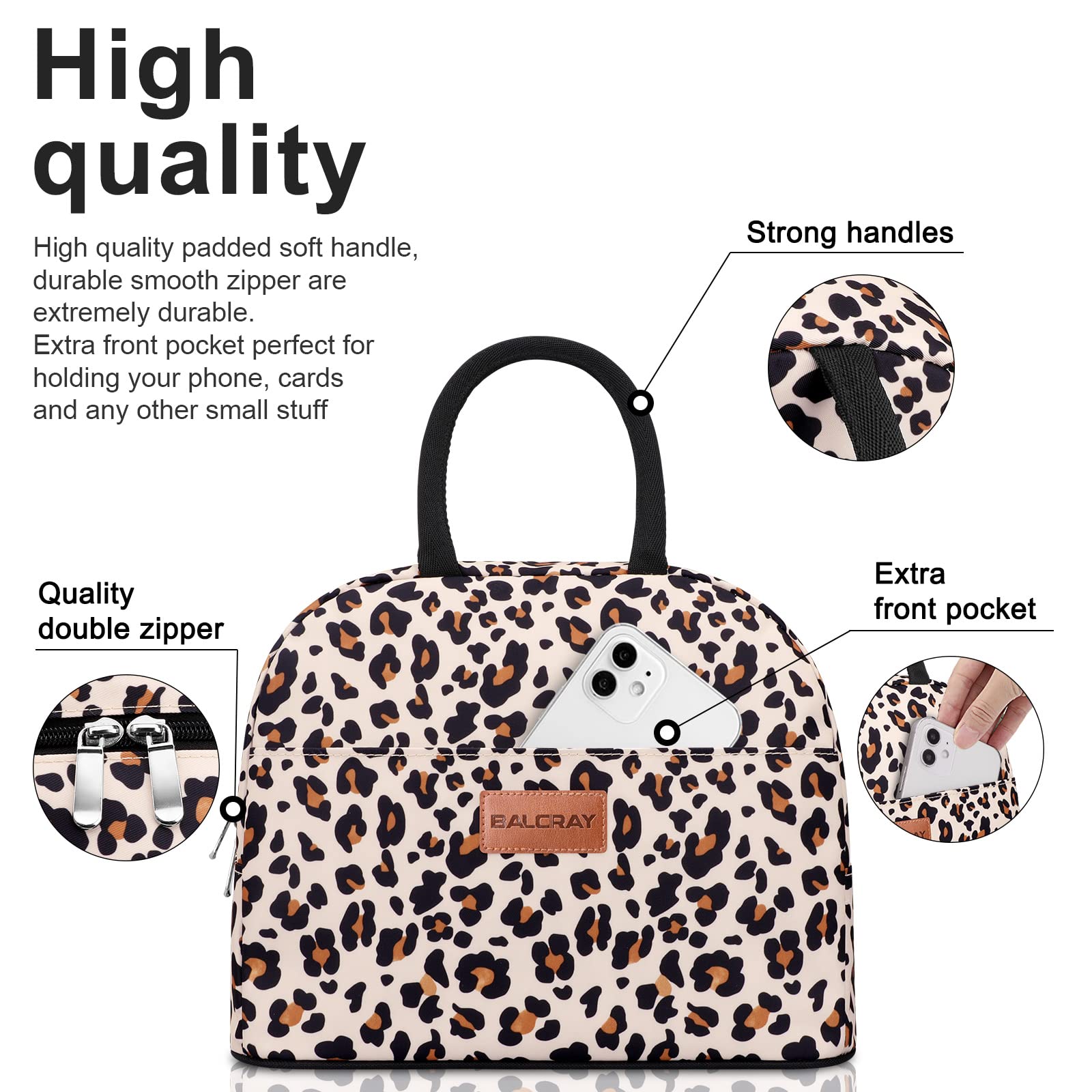 BALORAY Lunch Bag Women Men, Double Deck Lunch Box Insulated Lunch Bag for Adults Work Office Picnic, Leakproof Cooler Bag with Adjustable Shoulder Strap