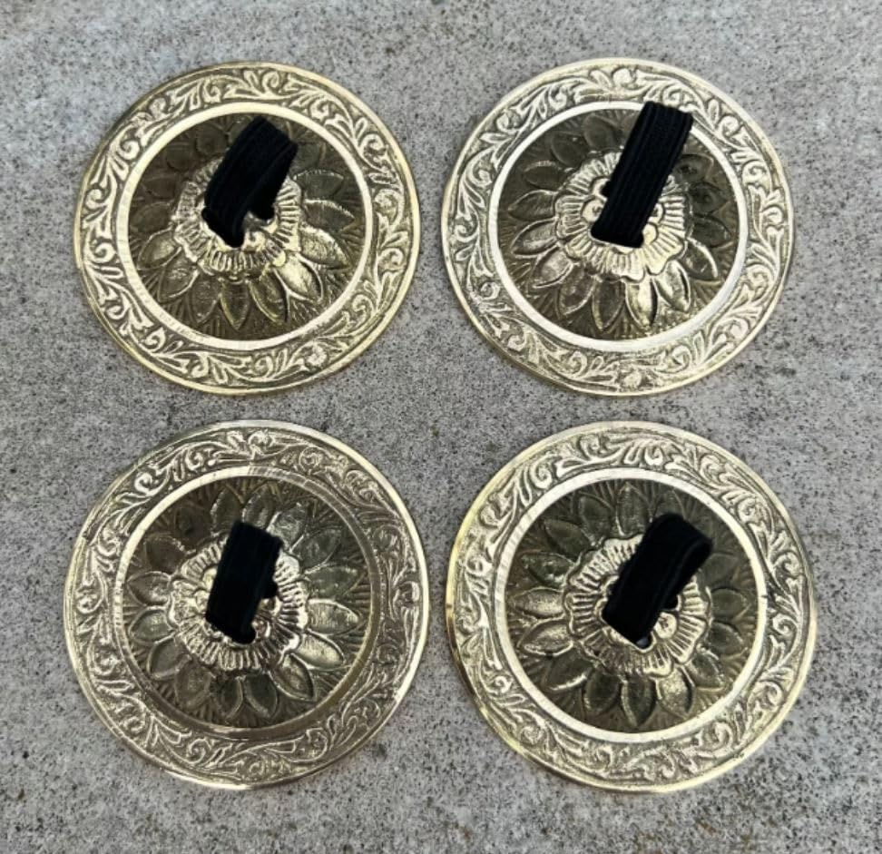 DharmaObjects Belly Dancing - Pro Finger Zills or Cymbals 2 Pair/4pcs Gold 6cm