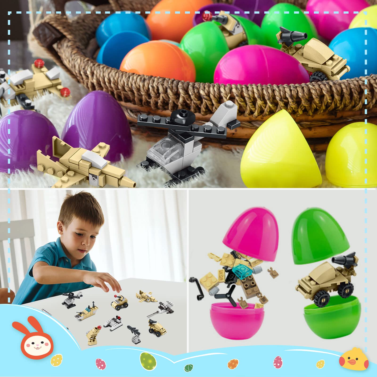 FUN LITTLE TOYS 12Packs Building Block Easter Egg for Party Favors Easter Baskets Stuffer