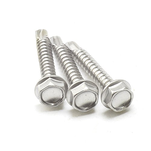 Stainless #8 Hex Washer Head Self Drilling Sheet Metal Tek Screws with Drill Point(1/2" to 2-1/2" Lengths),100 Pieces (#8 x 3/4"(M4.2 x 19mm))