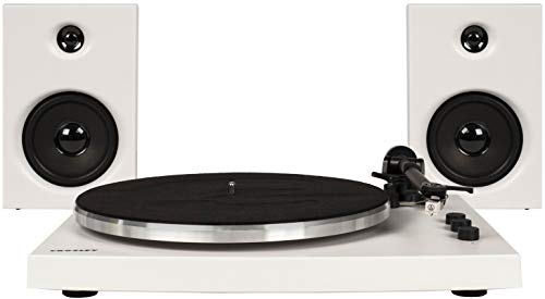 Crosley T150A-WH Modern 2-Speed Bluetooth Turntable System with Variable Weighted Tone Arm and Stereo Speakers, White