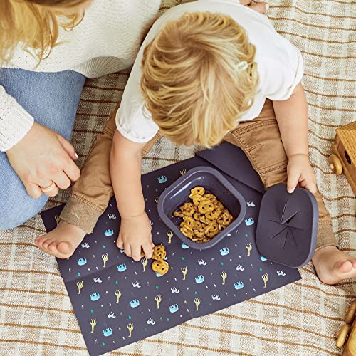 Austin Baby Co Silicone Collapsible Snack Bowl – Reusable Snack Container with Two Specialized Lids – BPA free, Dishwasher Safe and Leakproof for Toddlers & Babies
