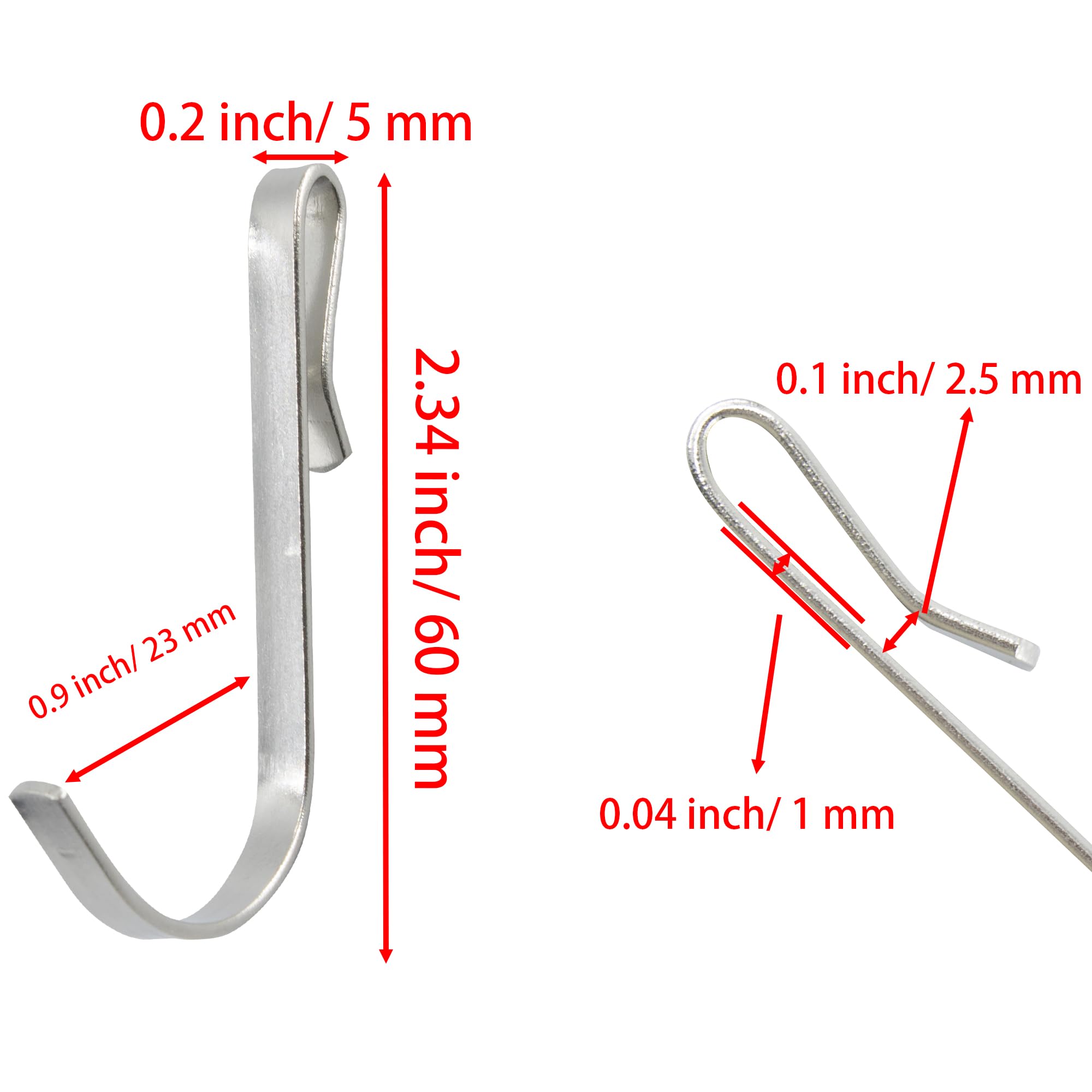 AUXBC 20Pcs J Shaped Hook Stainless Steel Hanger Hooks Clip-on Hook Wire Rack Hook Hanging Sink Grid Hook Shelf Hooks for Kitchen Bedroom Office, Silver