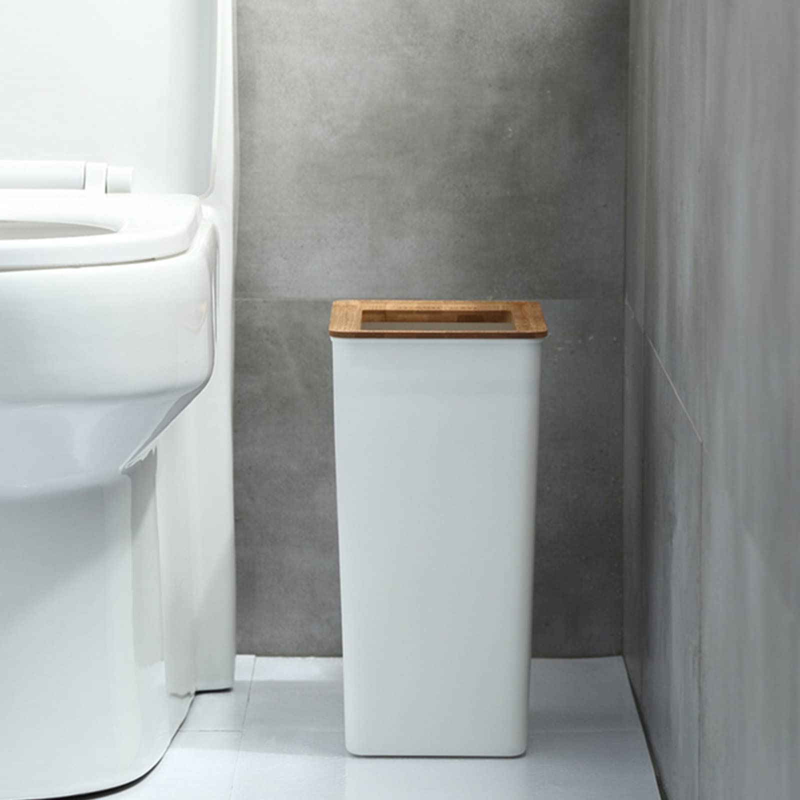 Dicunoy Plastic Slim Trash Can, 2.4 Gallon White Garbage Container, Little Wastebasket Garbage Bin for Bathroom, Living Room, Home, Kitchen, Office Hold Waste, Recycling