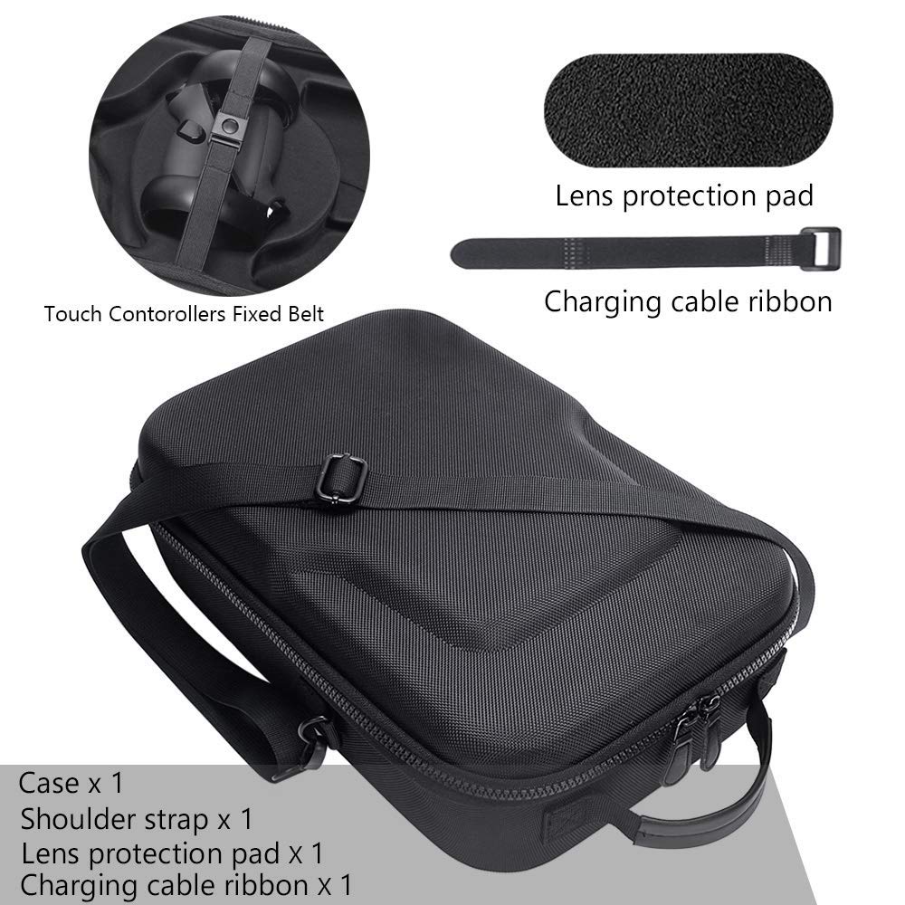 CrustPro Fashion Travel Case for Oculus Quest VR Gaming Headset and Controllers Accessories Waterproof Carrying Bag (Black)