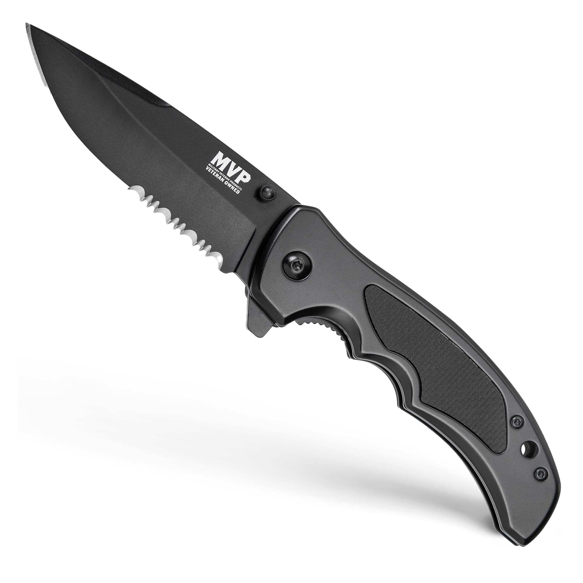 Military Gift Shop MVP 1805-SOT Black Stealth Tactical Pocket Knife | Steel Black Titanium Coated Folding Knife with Reversible Clip | SOT Black Knife