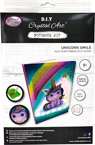Crystal Art Diamond Painting Notebook - Unicorn Smile Notebook Kit - Create a Sparkling Notebook Cover Using Crystals - for Ages 8 and up