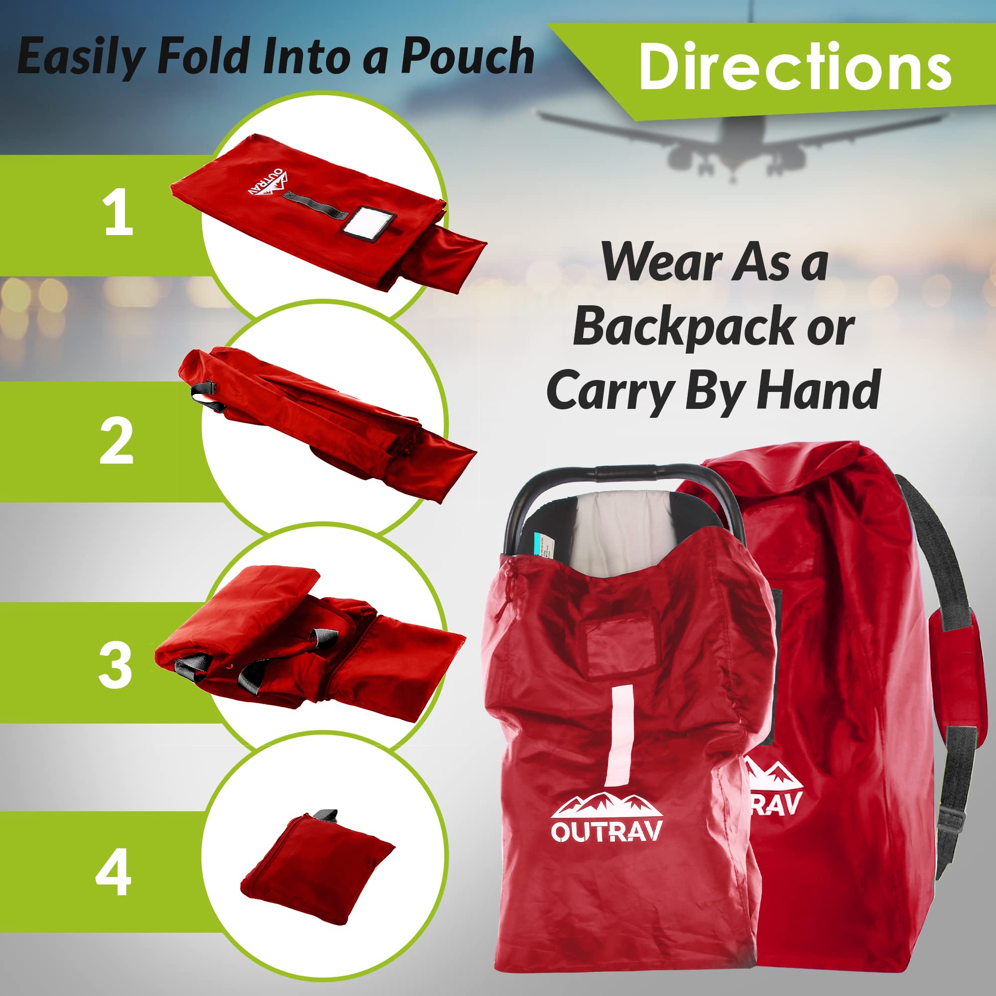 Car Seat Travel Bag with Backpack Straps β Protective Airport Approved Airplane Baggage Gate Check Luggage Storage Sack for Traveling with Booster or Carseat β Universal 2-in-1 Carrying Jacket System