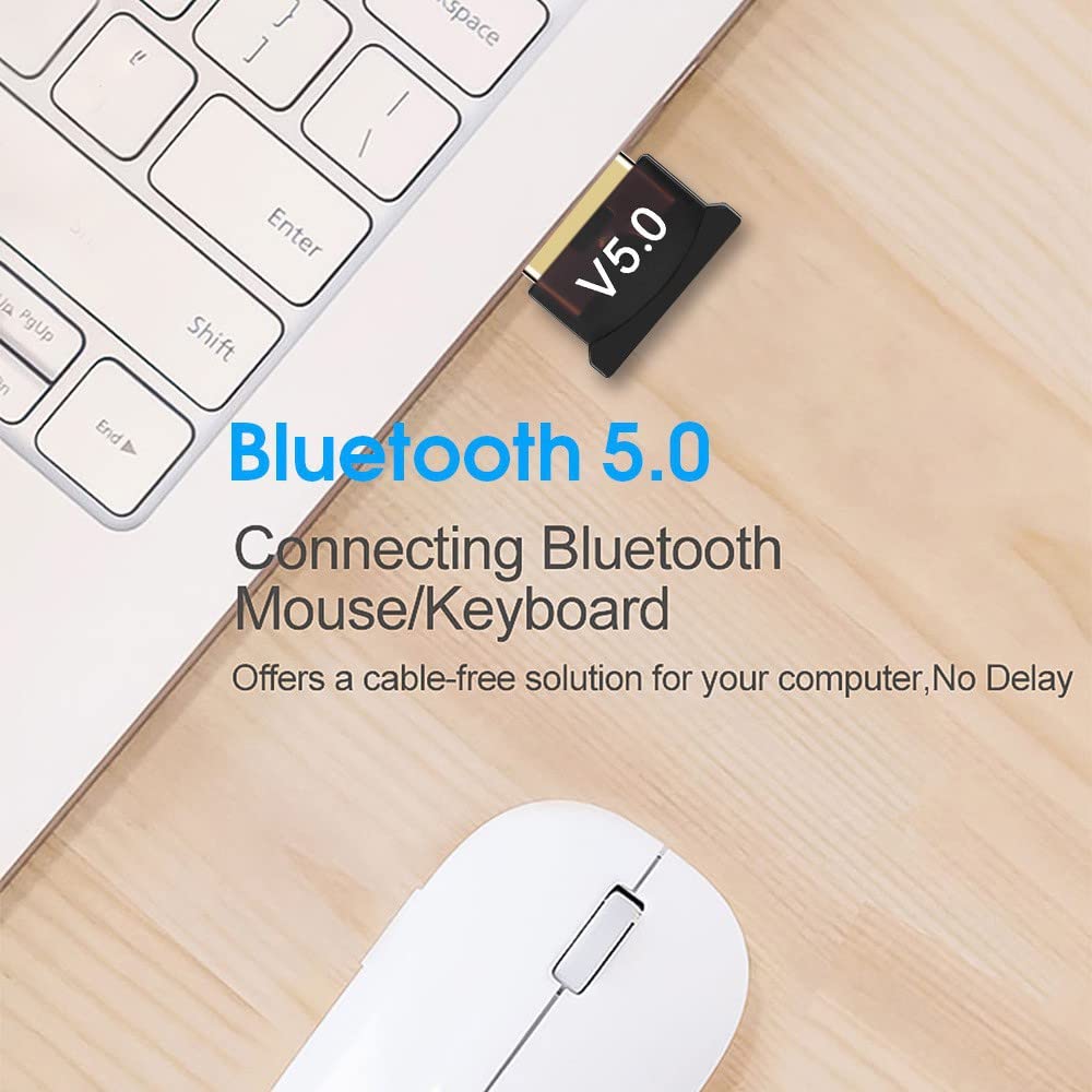 Bluetooth 5.0 USB Dongle, Bluetooth Adapter for PC Computer Desktop Laptop, Wireless Transfer for Bluetooth Headphones Speakers Keyboard Mouse Printers Music & Calls, Windows 11/10/8.1/8