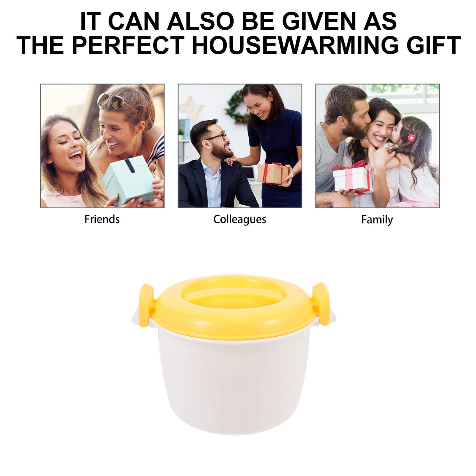 BESTonZON Microwave Rice Cooker Steamer Bowl for Vegetables with Steam Release Vent Microwaveable Cookware for Rice and Vegetables Yellow L