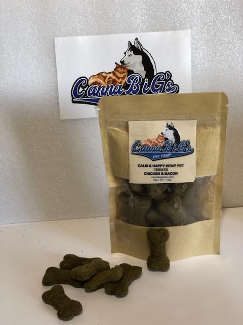 Calm & Happy Hemp Pet Treats Chicken & Bacon-Supports Muscle&Joints-Inflammation-Mood Support-Digestive-Support-Restful Sleep-Calming-Made with Hemp Seed Oil-pet Support (15 Count, 1.3, Ounce)