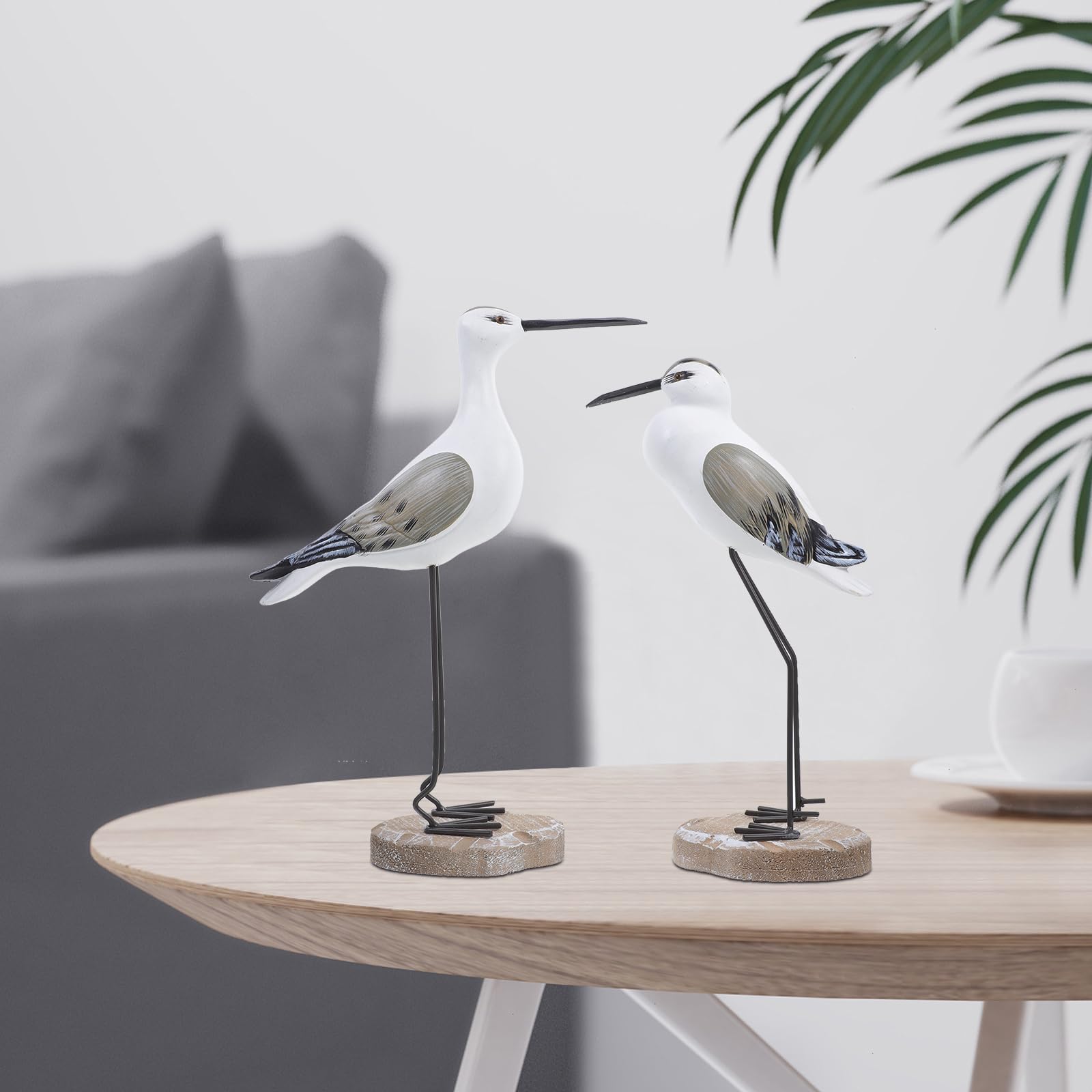 EXCEART 2pcs Seagull Statues Garden Bird Sculpture Wooden Seabirds Figurine Nautical Sculpture Desktop Coastal Decorartion Home Table Centerpiece