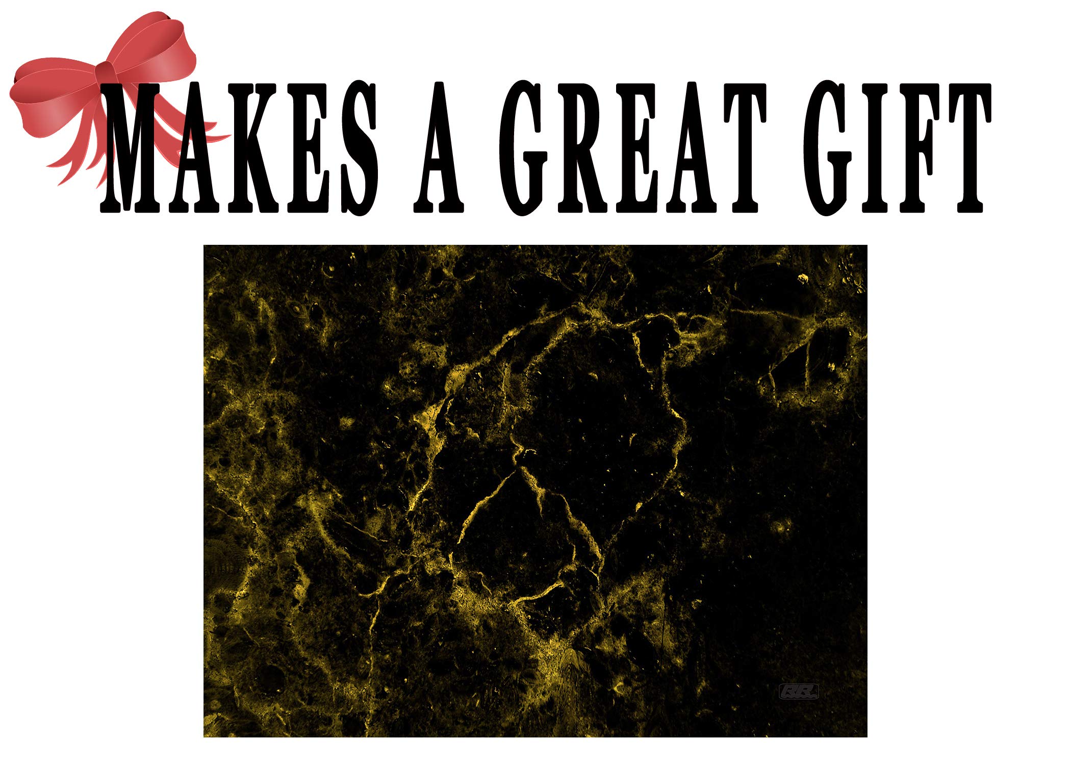 Black Gold Marble Stone Pattern Textured Marble Art Kitchen Glass Cutting Board Modern Decorative Gift Abstract Wavy Contrast Design