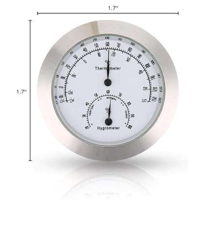 Dilwe Guitar Round Thermometer Hygrometer, Humidity Temperature Meter for Violin Guitar Case Instrument Care(Silver)