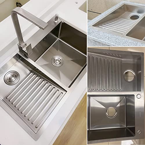 Bathroom Sinks Laundry Pool Balcony Household Stainless Steel Laundry Sink Wash Basin With Washboard Easy To Clean Double Sink Laundry Pool Gift ( Color : A , Size : 60*48*22cm )
