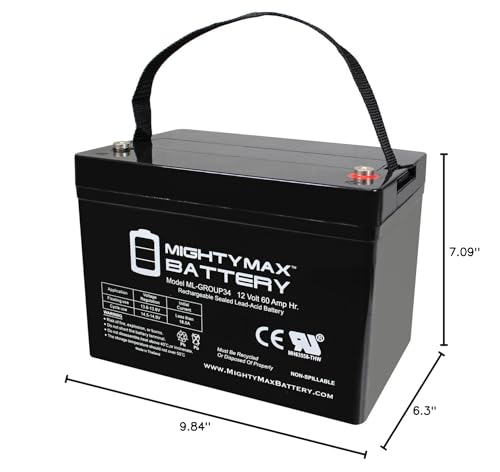 Mighty Max Battery 12V 60AH Group 34 Replacement SLA Battery for MK M34SLDG 20 HR Rate