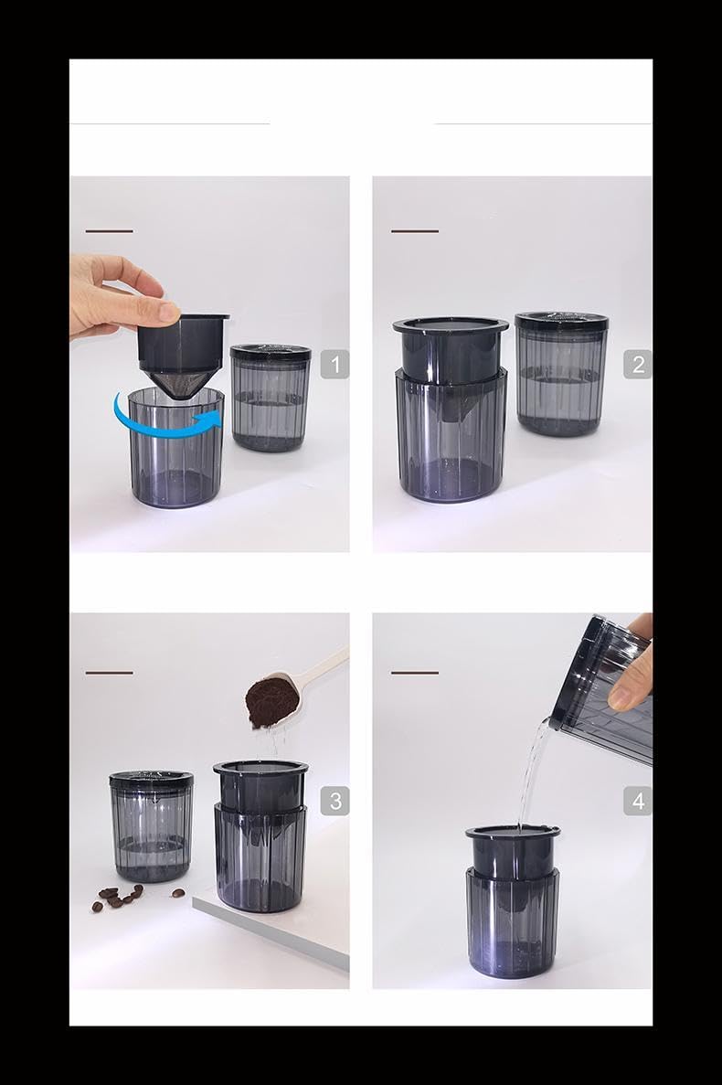 ArmHsec Pour Over Coffee Dripper Maker, Reusable Portable Drip Coffee Filters Maker, Camping Travel Coffee Dripper Maker, Dripper Container Strainer Pot Holder Reusable Coffee Filter, Portable Travel