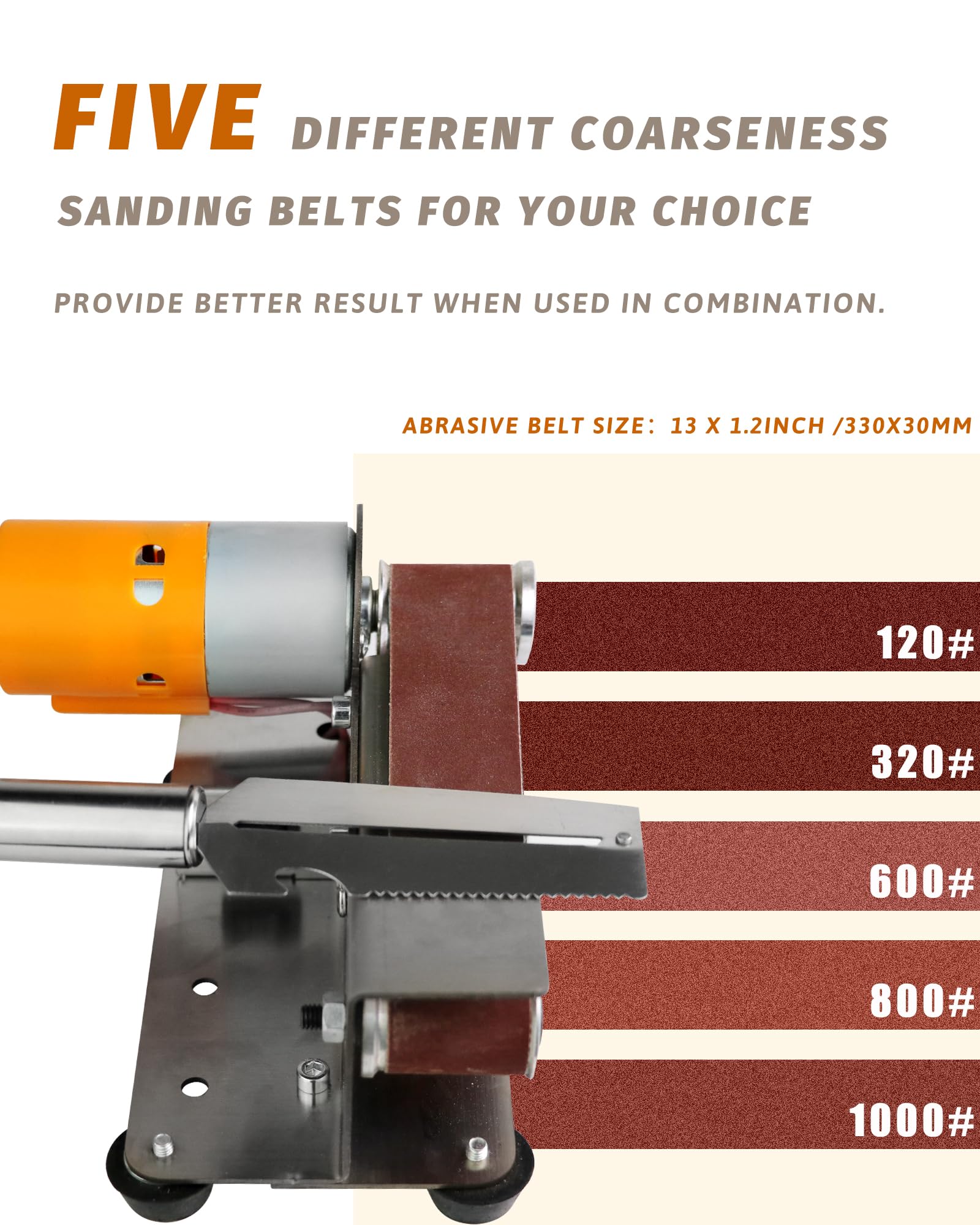 Blissthrill Mini Belt Sander, Electric Spindle Sander, 15° belt sander for knife making, 7 Adjustable Speed Knife Polishing Kit, Power Belt Sanders for Metal Working, DIY (6.5 Inch Mini Belt Sander)