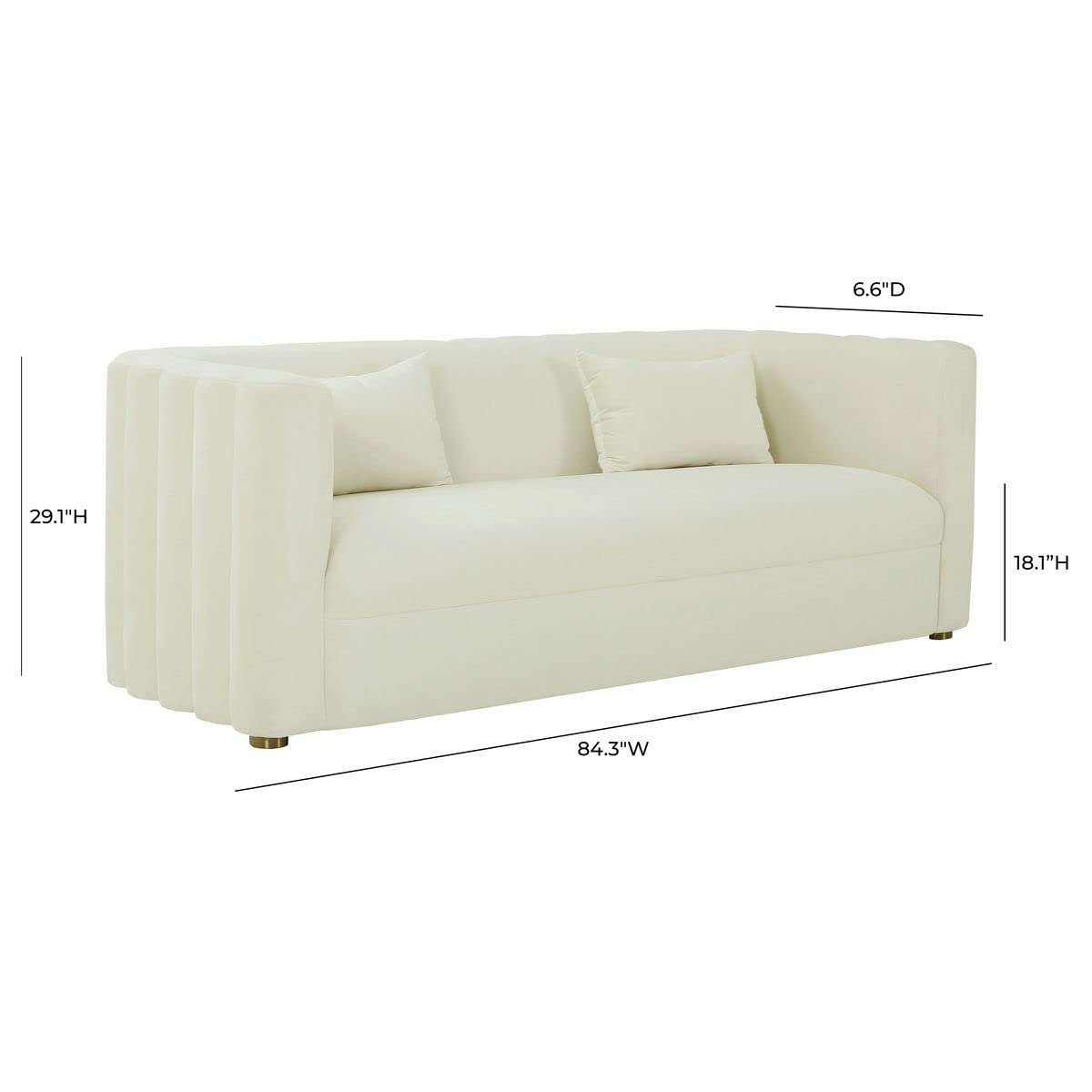 TOV Furniture Callie 29.1" H Modern Velvet Upholstered/Wood Sofa in Cream