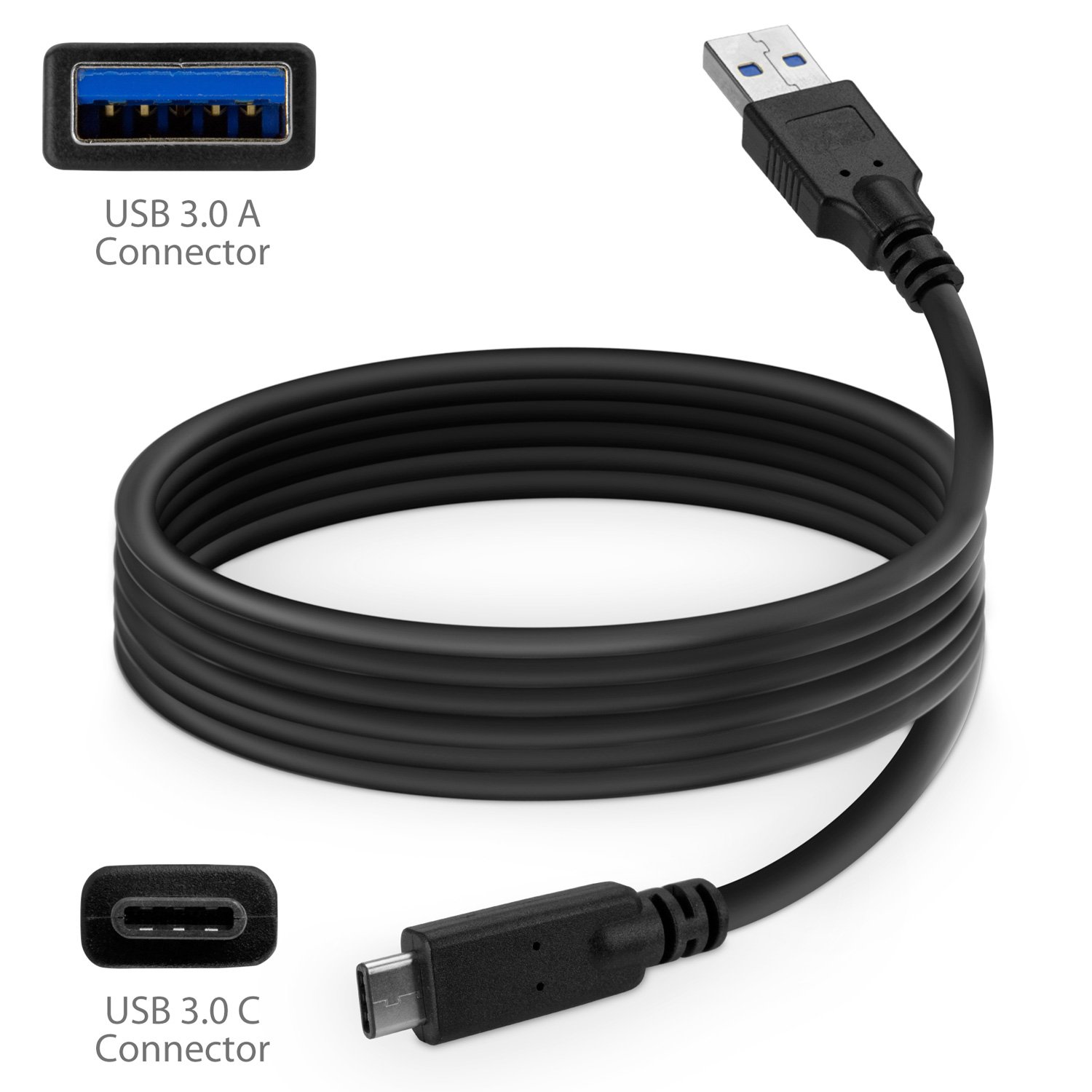 BoxWave Cable Compatible with Eyoyo Mini Portable Barcode Scanner - DirectSync - USB 3.0 A to USB 3.1 Type C, USB C Charge and Sync Cable - 6ft - Black