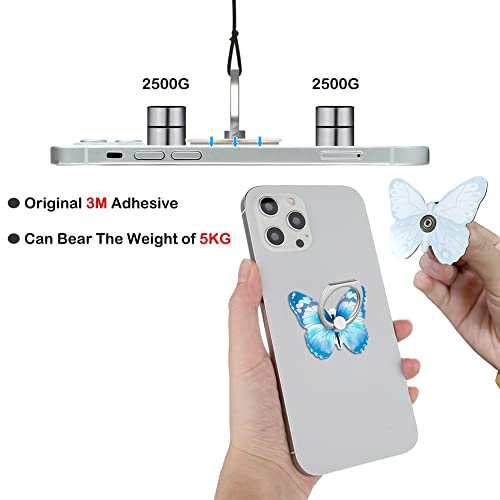BF2JK Cell Phone Butterfly Finger Ring Holder 360 Degree Rotation Metal Ring Grip for iPhone Samsung Galaxy All Smartphone Mobile Cute Accessories(Blue Dark Blue)