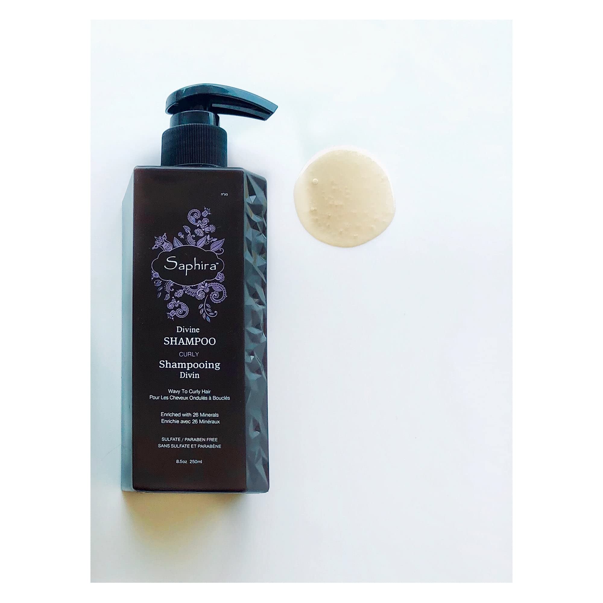 Saphira Divine Curls Shampoo for Curly, Wavy and Multi-Textured Hair, Sulfate-Free, Paraben-Free, Deeply Cleanses, Restores and Hydrates Curls, 8.5 Ounce