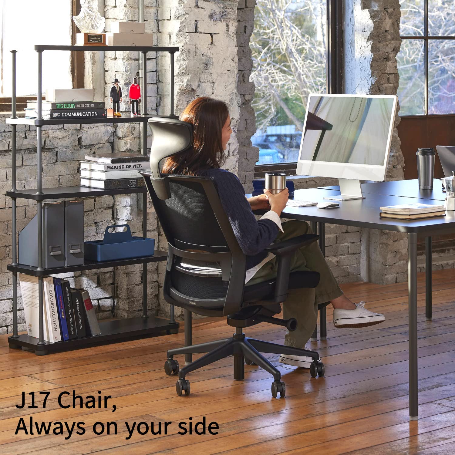 BESTUHL J17 Home Office Desk Chair - Ergonomic, High Back, 3 Lockable Recline Positions, 3-Way Armrest, Adjustable Seat Depth & Lumbar Support, Breathable Mesh Back (Black)