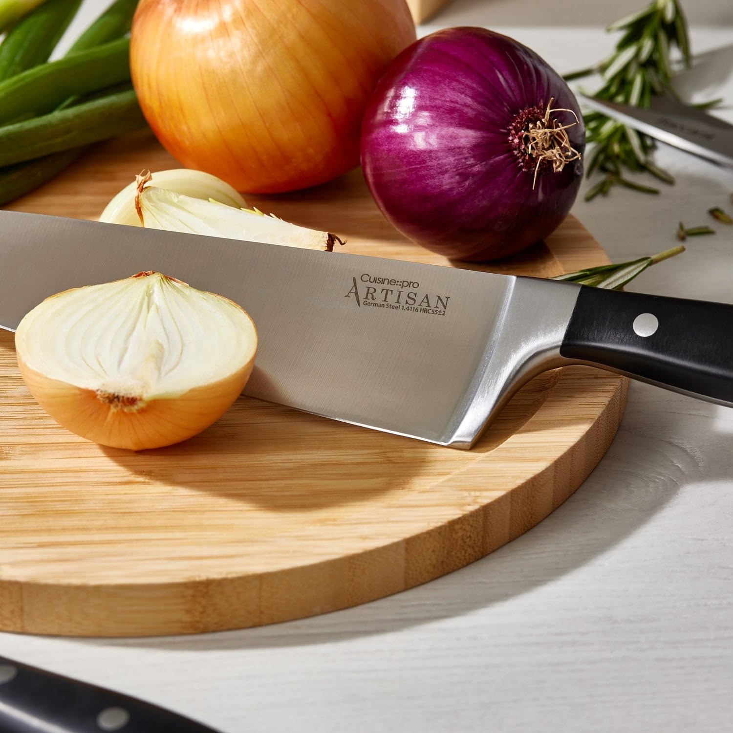 Cuisine::pro Artisan™ Knife Block (Licht, 7 Piece Set) - Premium German Stainless Steel, Complete Knife Set, Full Tang Handles, Guard Lip, Stylish Block Display, Professional Kitchen Knives
