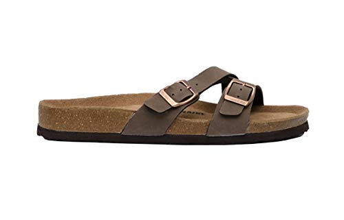CUSHIONAIRE Women's Liza Cork Footbed Sandal With +Comfort, Brown, 8.5