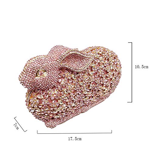 Rabbit Bunny Women Crystal Evening Bags and Clutches Formal Party Dinner Rhinestone Minaudiere Purse and Handbag (A)