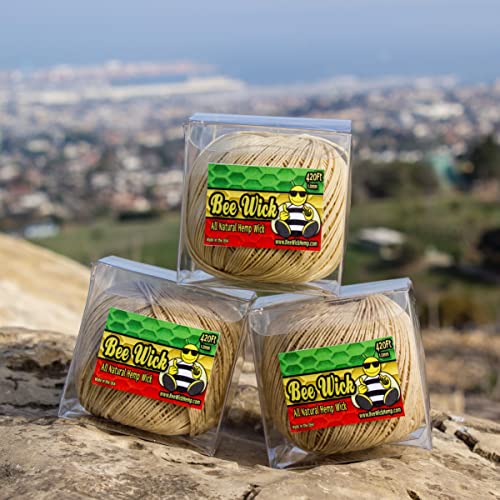 Bee Wick 420ft of 100% Organic Hemp Wick Made with American Beeswax (1.0mm)