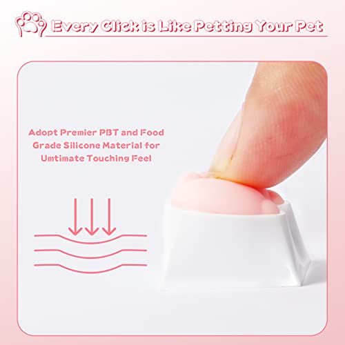 Custom 4 Pcs Cute Cat Claw and Butt Shape PBT&Silicone Keycaps Set Ergonomic OEM R4 Profile for 61/84/96/104 Key AKKO Gateron Kailh Cherry MX Cross Type Switch Mechanical Gaming Keyboard DIY(Pink-4)