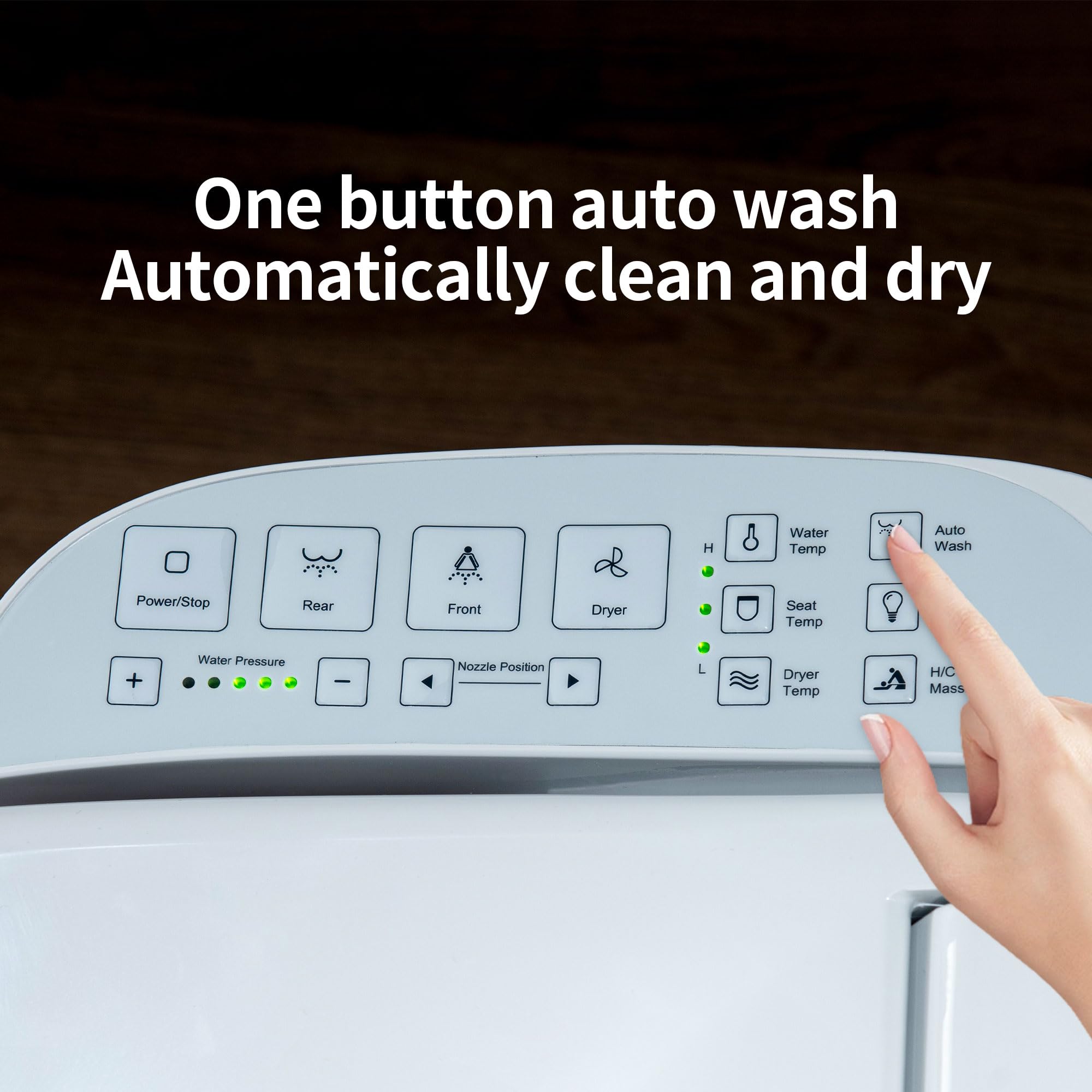 Casta Diva Electric Bidet Seat with Side Panel, Heated Toilet Seat with Bidet, Warm Water, Air Dryer, Nightlight, Fits Elongated Toilets (Elongated with Panel)