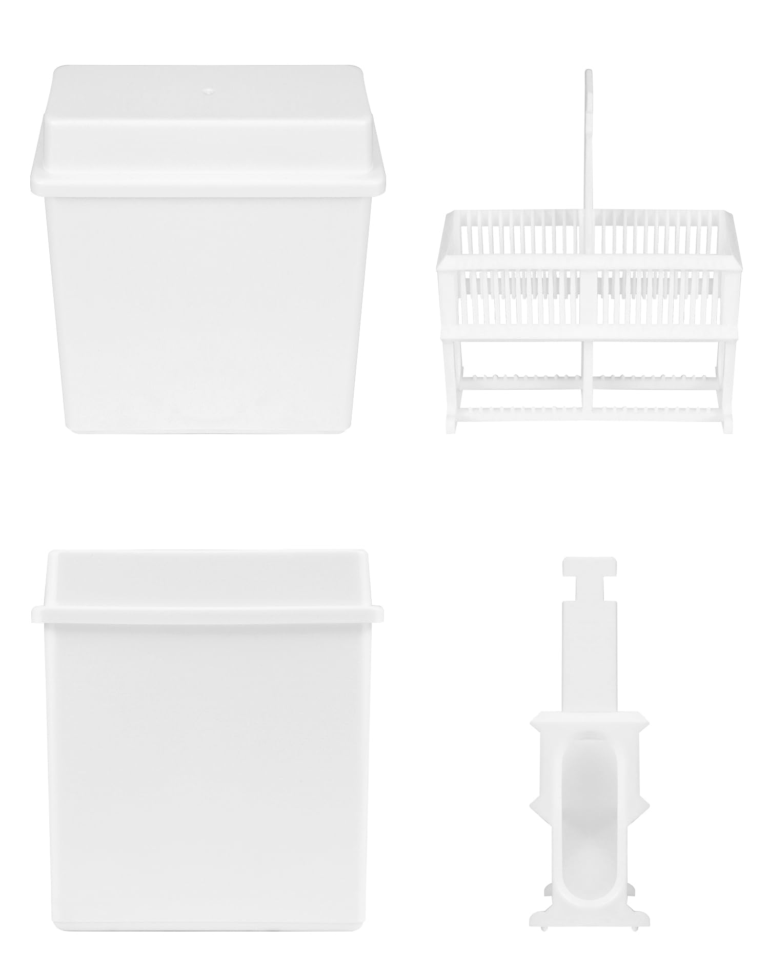 QWORK Microscope Slides Staining Jar and Rack, 4 Pcs 24-Slots, White