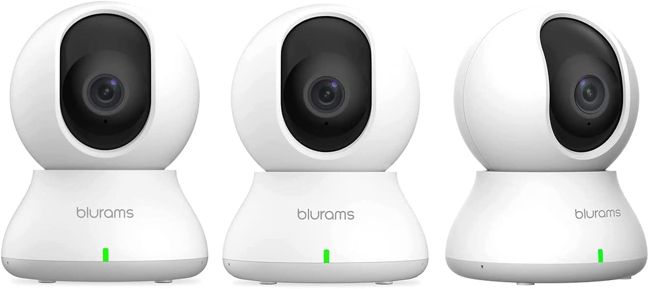 blurams Security Camera 2K 3PCS, Baby Monitor Dog Camera 360-degree for Home Security w/Smart Motion Tracking, Phone App, IR Night Vision, Siren, Compatible with Alexa & Google Assistant & IFTTT