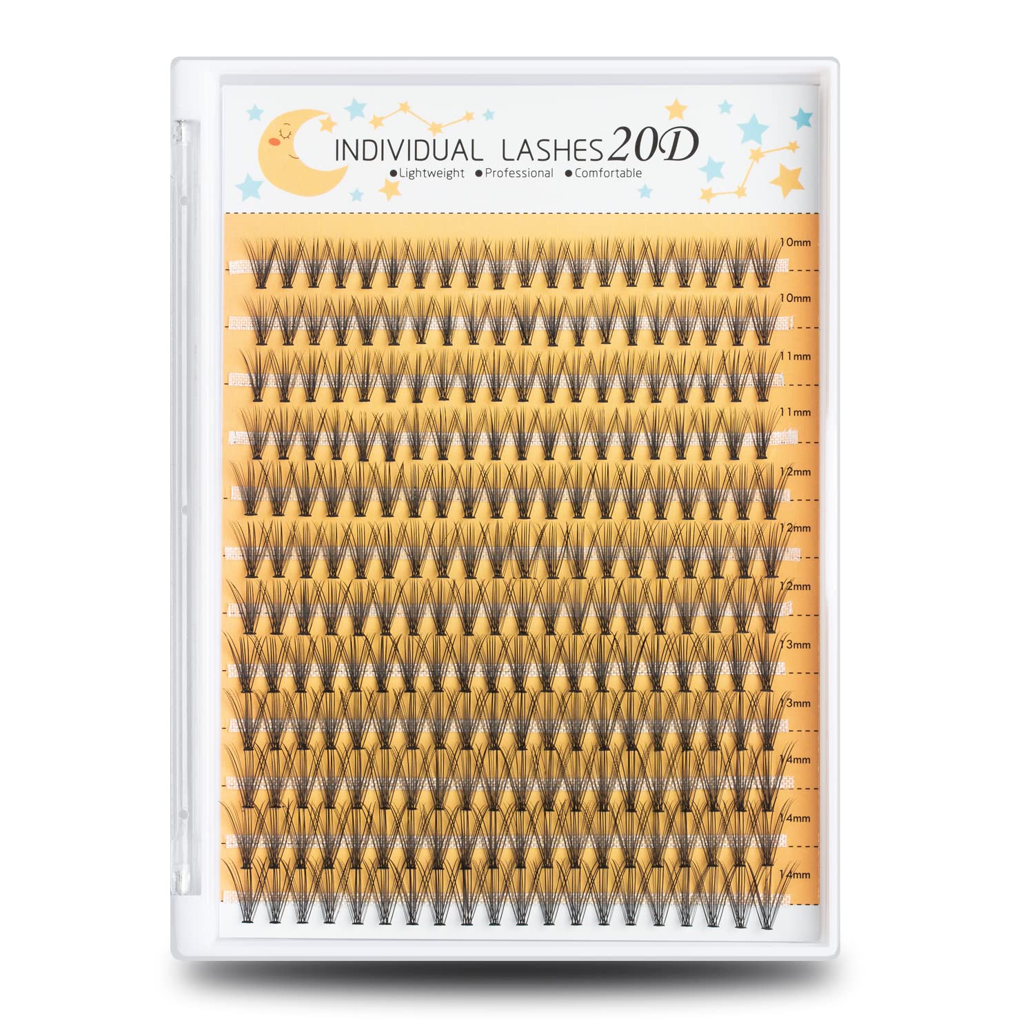 FinyDreamy 240pcs Individual Lash Extensions, 20D Lash Clusters Volume Mix Pack, 10-14mm Mix Lengths C Curl 0.07mm Thickness Professional Individual Eyelash Clusters and Apply Under your Lashes