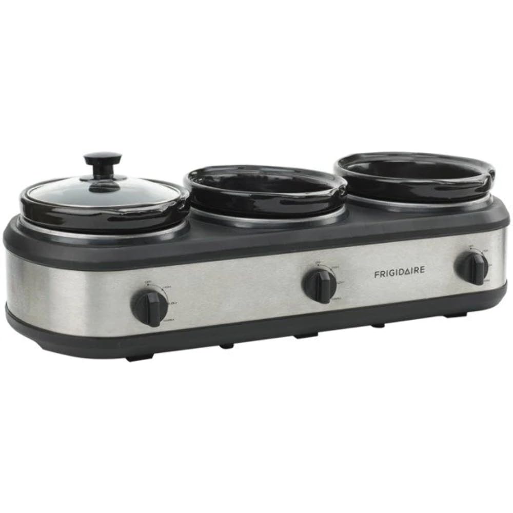 CULINARY CHEF SC3105-SS, Slow Cooker, Buffet Server 3 Pot, Food Warmer - Stainless