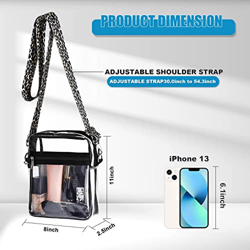 BEELIFY Clear Bag Stadium Approved Purse, Clear Crossbody Bag for Stadium, Concerts, College Games