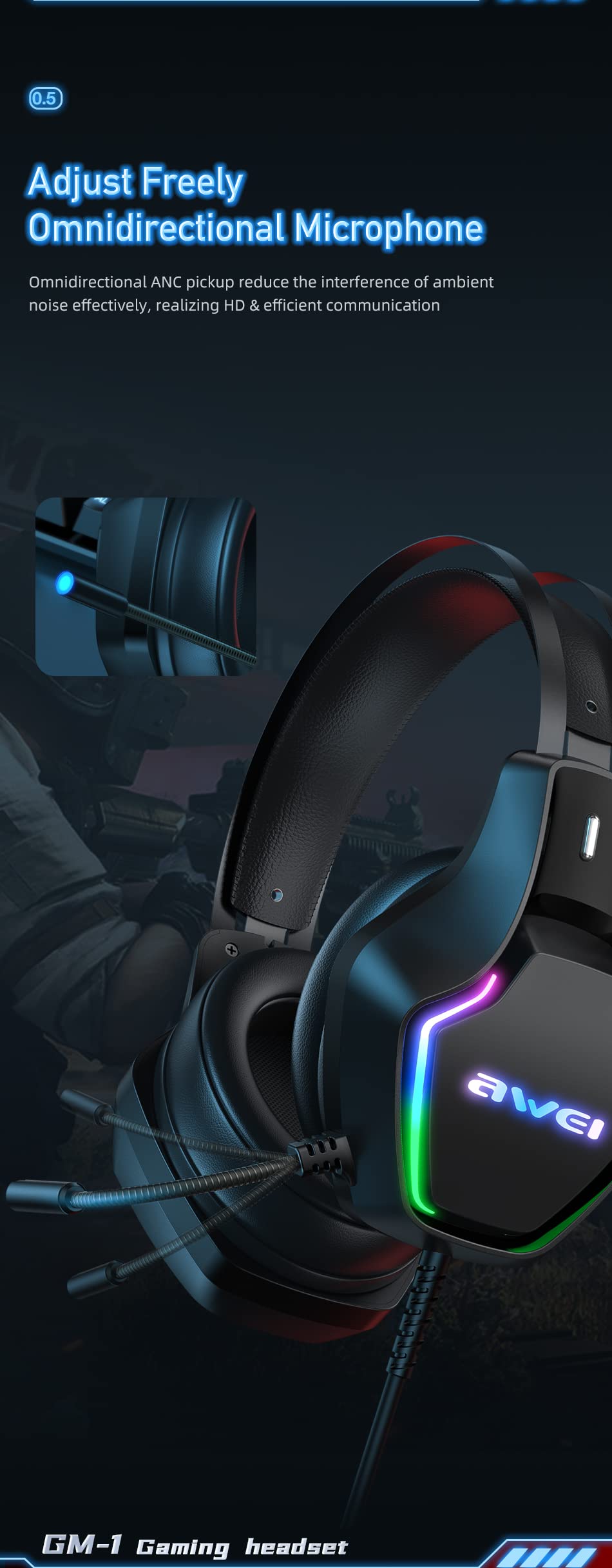 AWEI Headphones for Xbox PS4 PS5 PC and Cell-Phones