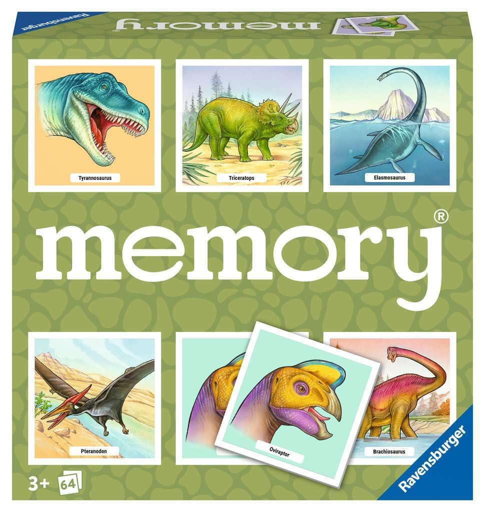 Ravensburger Dinosaur Memory Game – Fun & Fast Brain Teaser for Kids 3+ | Vibrant Dinosaur Images | Easy to Learn for Birthdays and Holidays | Quality Family Time Activity